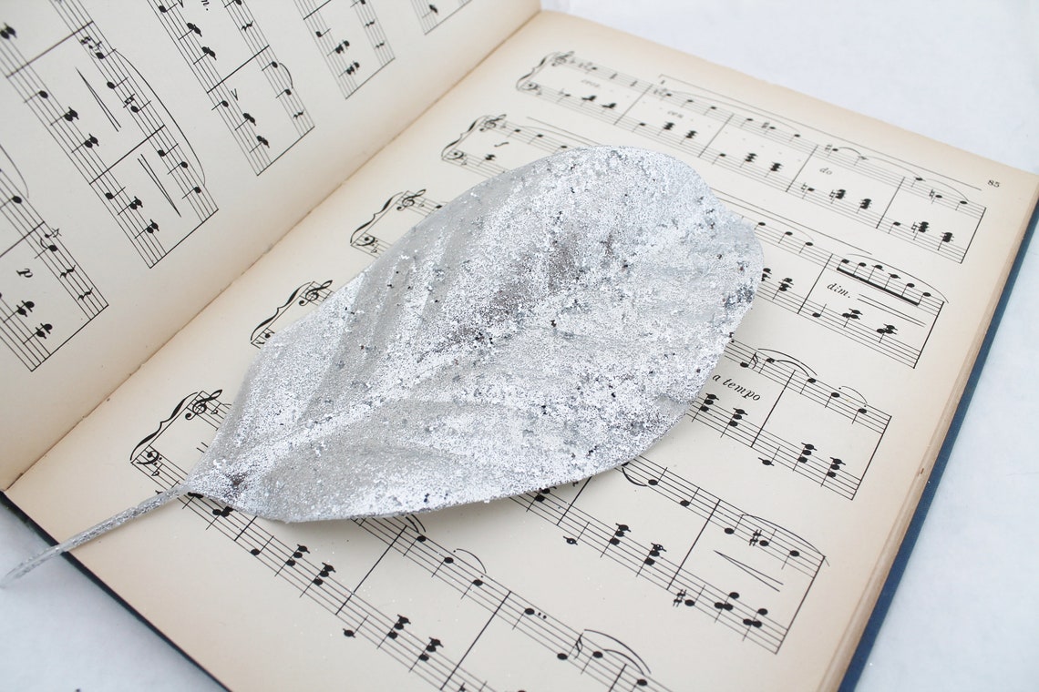 10 Glitter Silver Magnolia Leaf Faux Magnolia Jumbo | Etsy