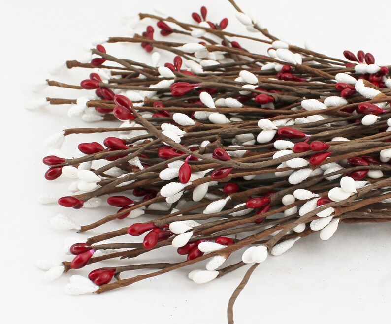 TWO White & Red Pip Berry Sprays Pip Berries DIY Christmas - Etsy