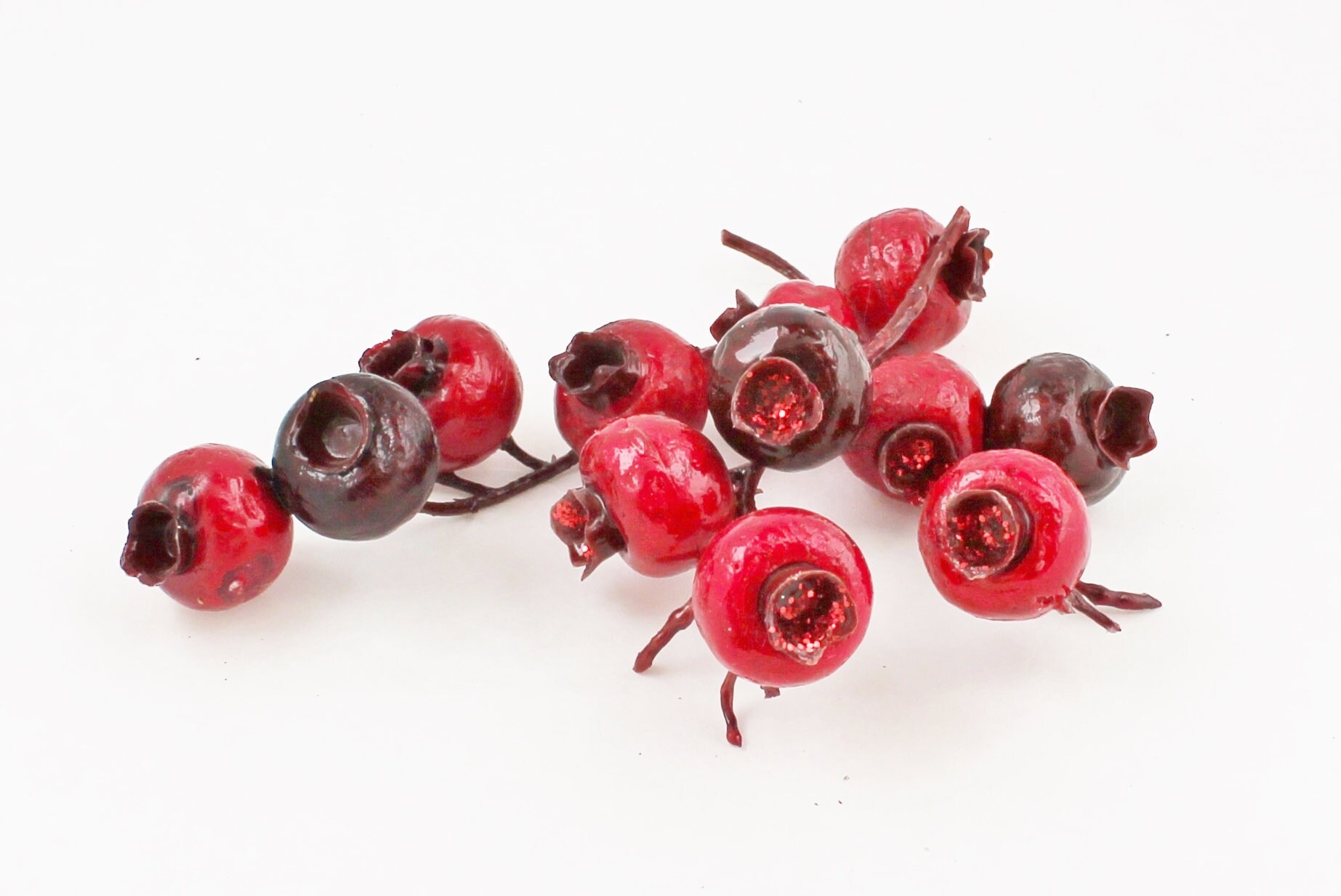 Red Rose Hips Sprays Red Berries Christmas Pick Winter | Etsy