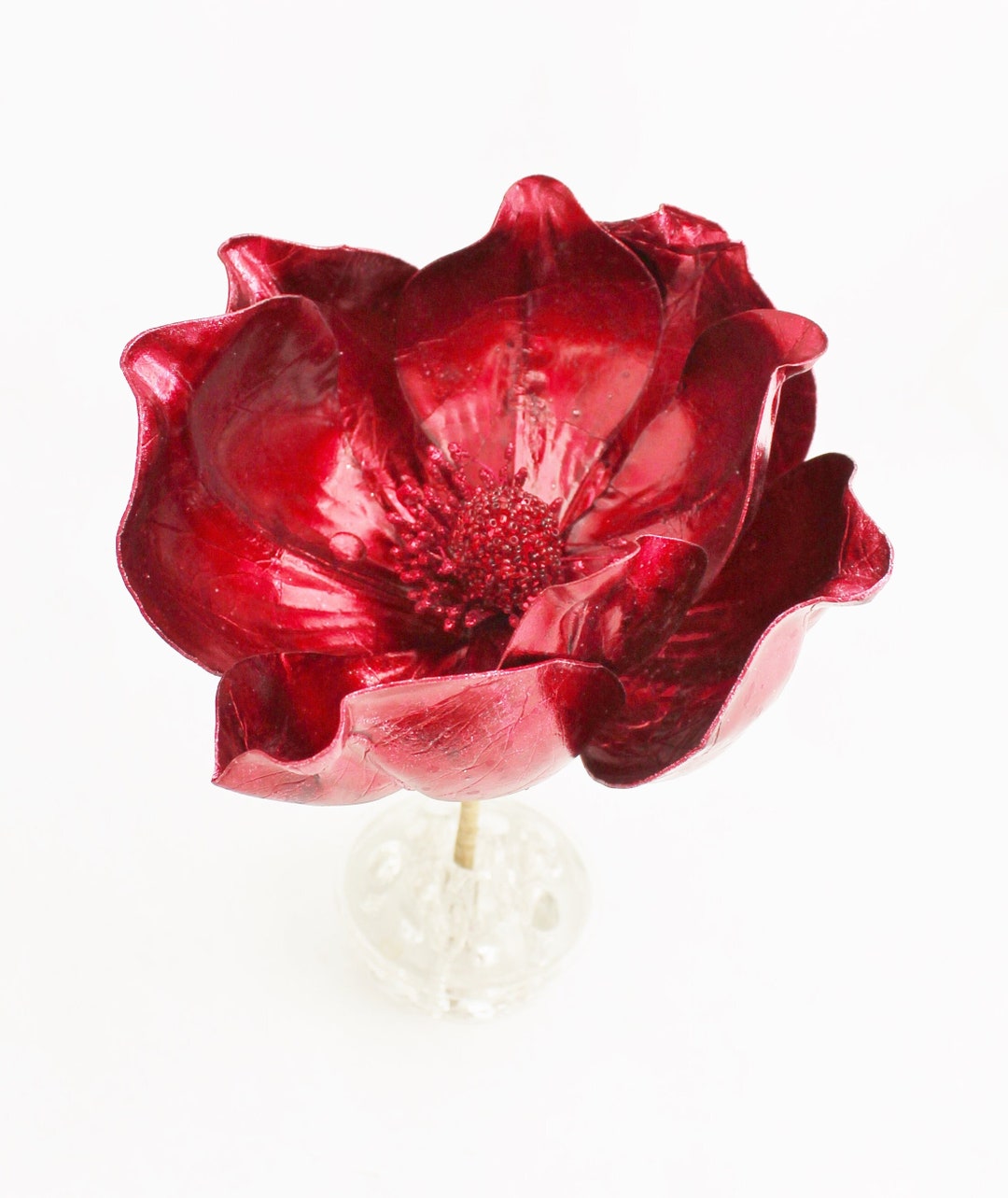 Vintage Deep Red Magnolia Stem - Jumbo 90s Fake Magnolia Wreath Filler ...