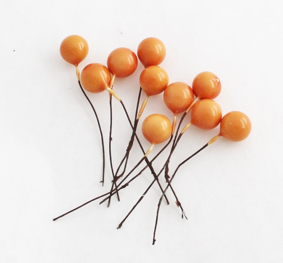 TEN Orange Berry Picks | Ball Picks | DIY Fall Decor | Millinery ...