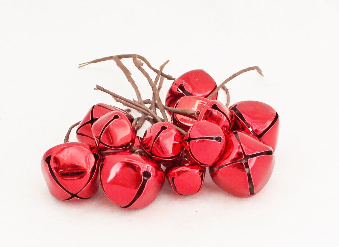 SIX Red Jingle Bell Picks | Metal Bells for Crafts | Christmas Bells ...