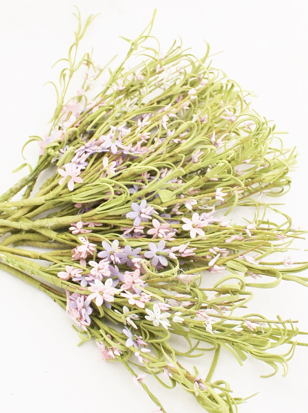 Vintage Pastel Spring Flower Stems | Purple Pink Flowers Rice Pip ...