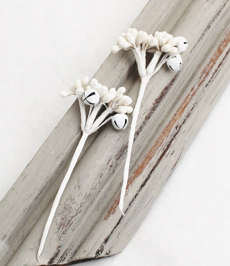 TWO White Pip Berry & Bell Picks | Pip Berries | DIY Christmas Picks ...