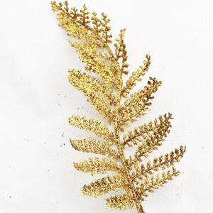 Glitter Gold Fern Leaf | Artificial Fern | Gold Leaf Filler | Millinery ...
