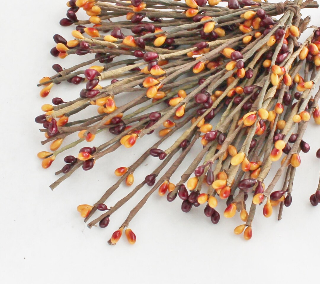 Fall Red Gold Berry Picks Pip Berries for Crafts, DIY Fall Decor, Set ...