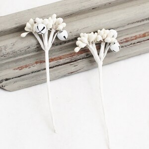 TWO White Pip Berry & Bell Picks | Pip Berries | DIY Christmas Picks ...