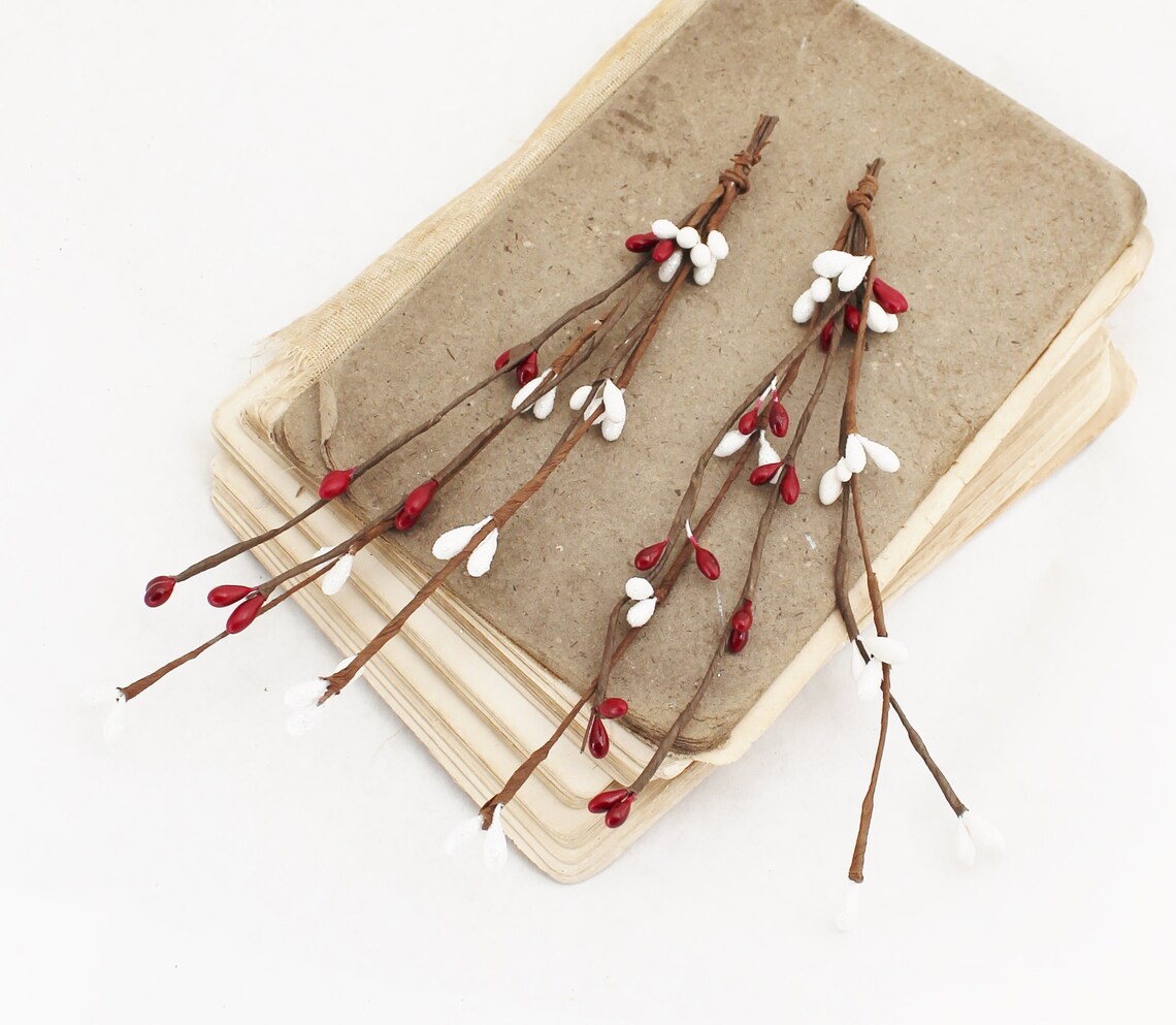 TWO White & Red Pip Berry Sprays | Pip Berries | DIY Christmas Spray ...