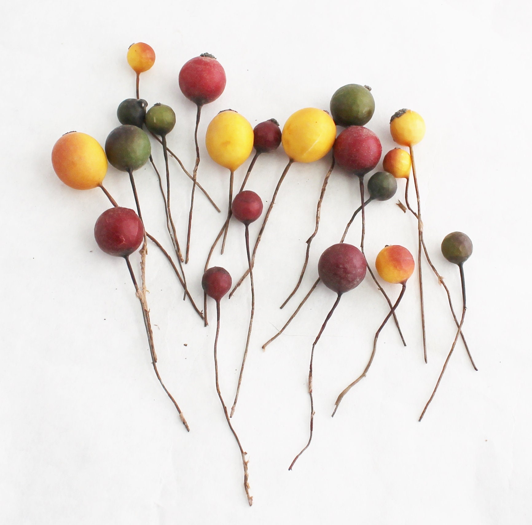 20 Fall Berry Picks Fake Rose Hips Yellow Red Berries | Etsy