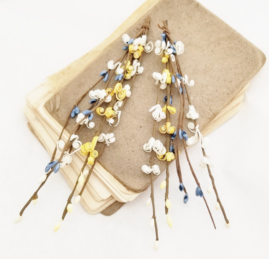 TWO Summer Pip Berry Sprays | Blue Yellow White Pip Berries | Berry ...