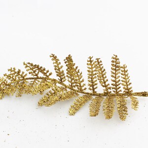 Glitter Gold Fern Leaf | Artificial Fern | Gold Leaf Filler | Millinery ...