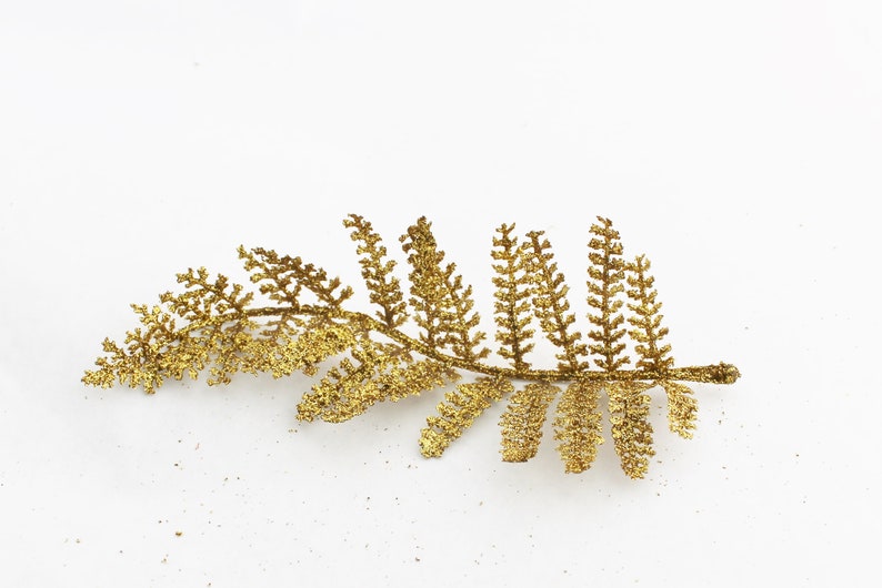 Glitter Gold Fern Leaf | Artificial Fern | Gold Leaf Filler | Millinery ...