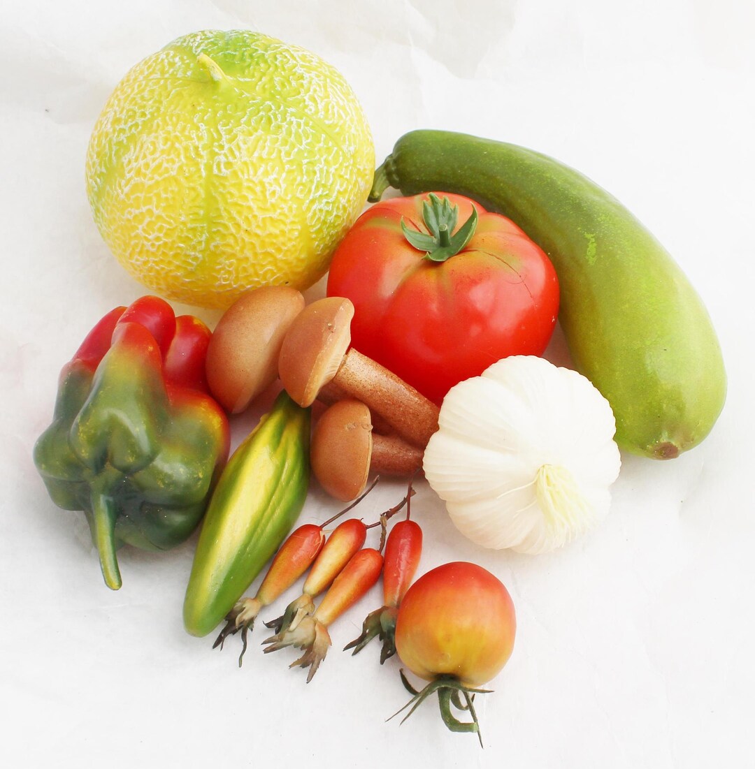 Vintage 80s Artificial Fruit & Garden Vegetables | Fake Veggies Fruit ...