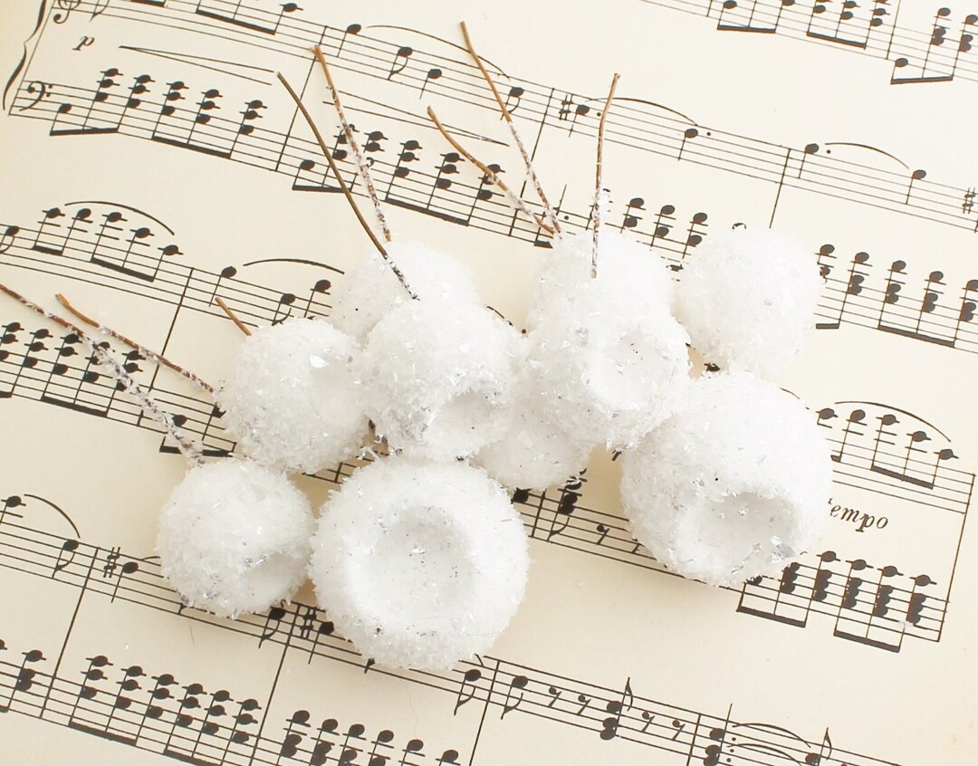 White Snowy Bell Cup Picks Winter Berries | Christmas Picks | Wedding ...