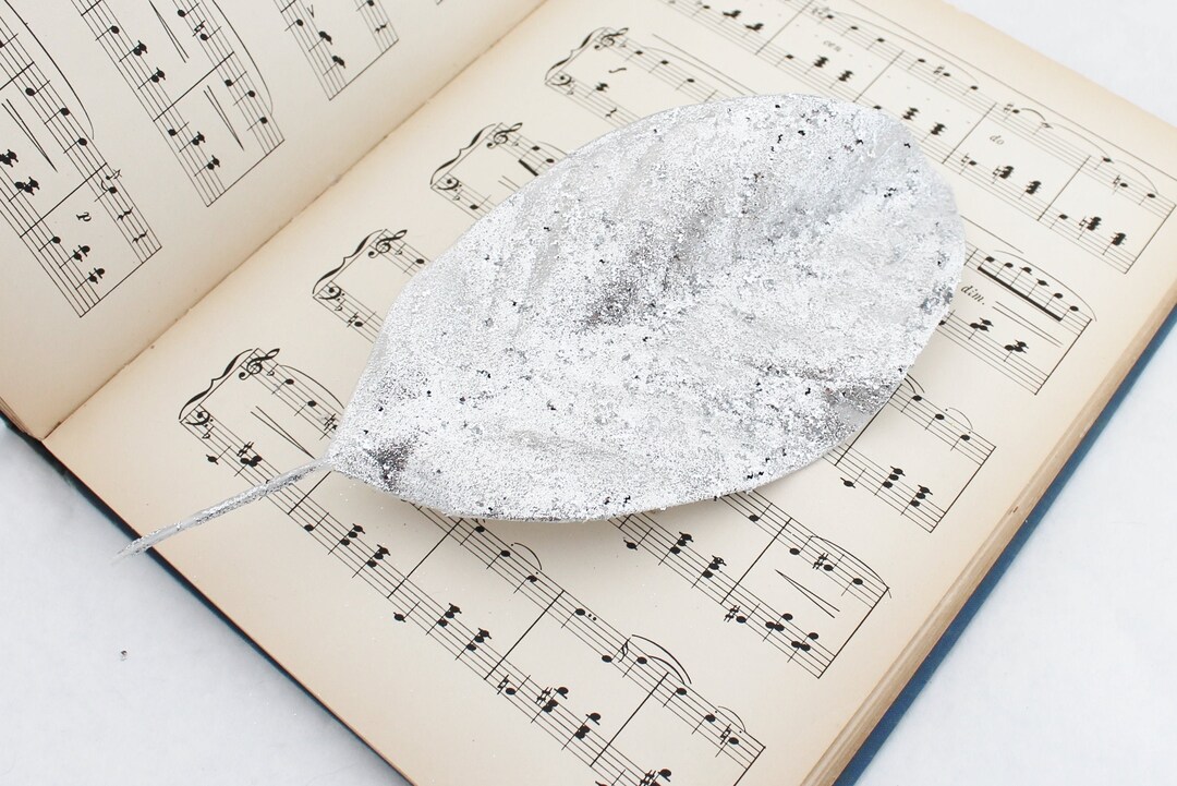 10 Glitter Silver Magnolia Leaf Faux Magnolia Jumbo Leaf Millinery ...