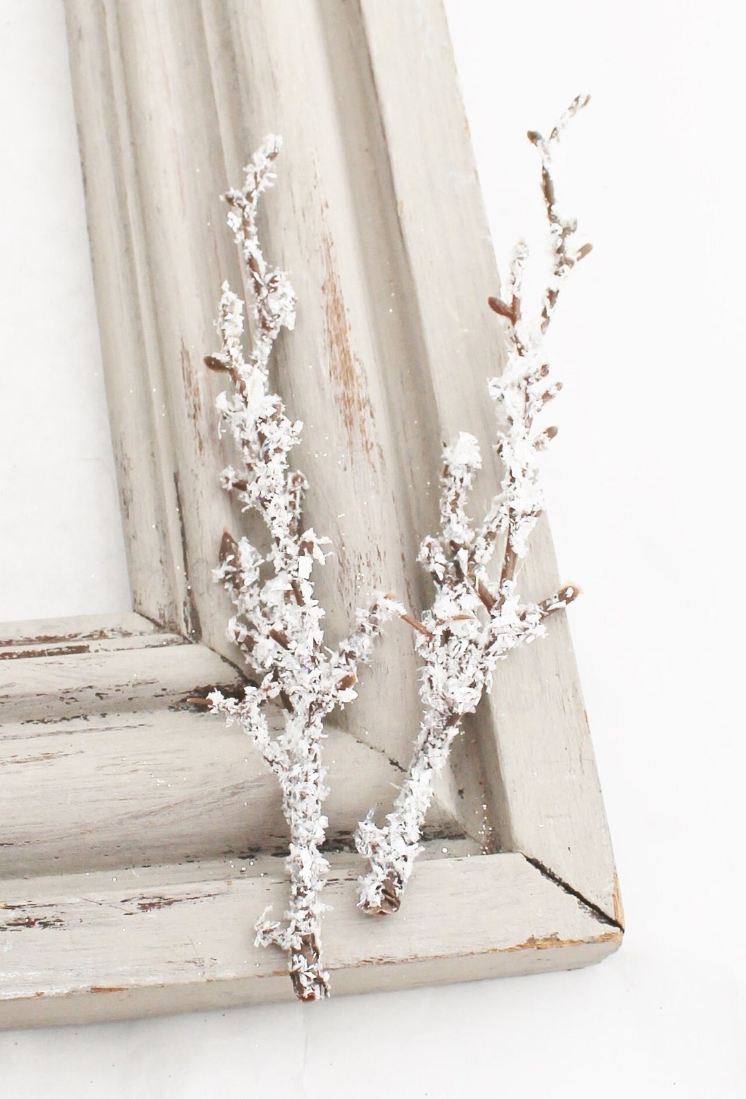 Flocked Branches Snowy Greenery for Christmas Winter Decor Crafts ...
