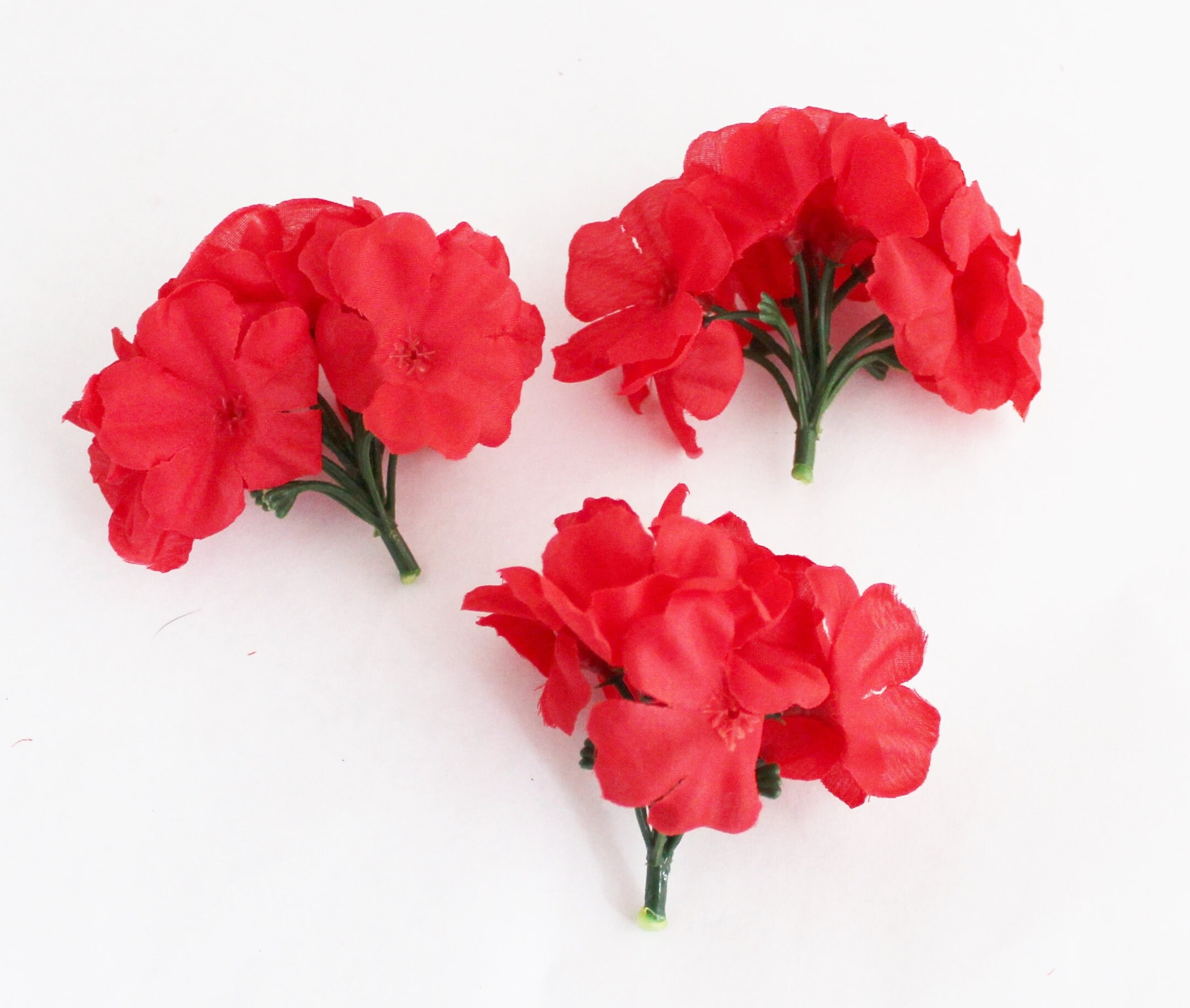 3 BARGAIN Red Geraniums Artificial Geraniums Millinery | Etsy