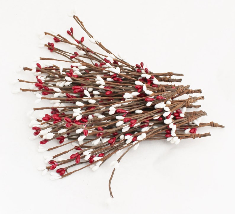 TWO White & Red Pip Berry Sprays Pip Berries DIY Christmas - Etsy