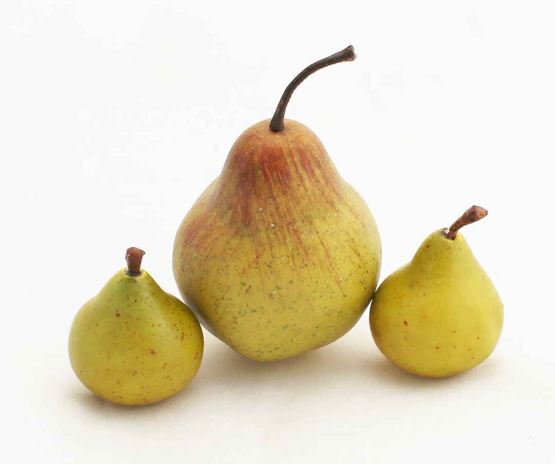 3 Vintage Pears Artificial Fruit Fake Gold Pears Kitchen Fruit ...