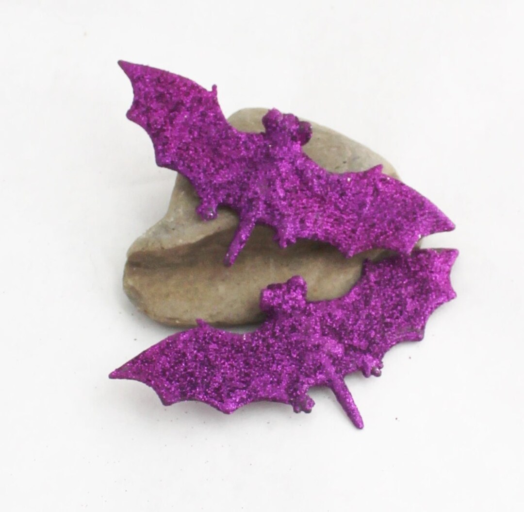 2 Glitter Purple Bats | DIY Halloween Decor | Fake Bats | Bat for ...