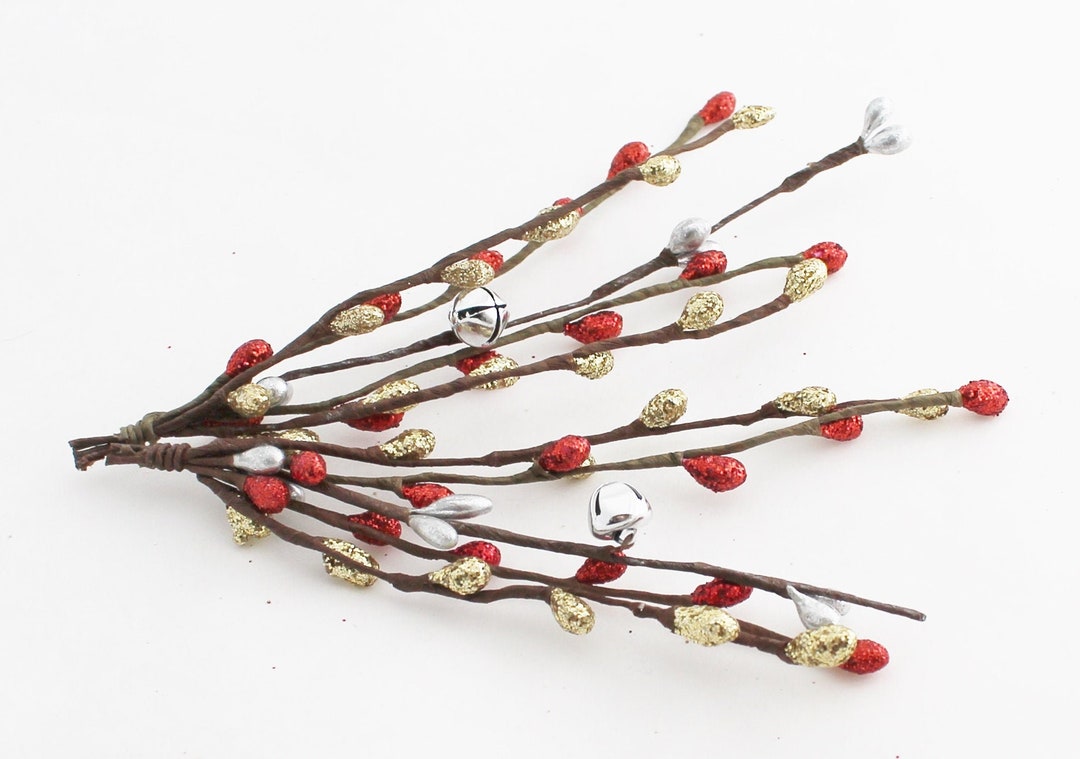 TWO Silver Red Gold Pip Berry Sprays | Glitter Pip Berries | Christmas ...