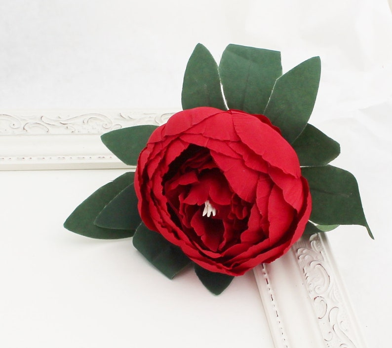 ONE Red Peony Stem DIY Bouquet Millinery Flowers Wedding - Etsy