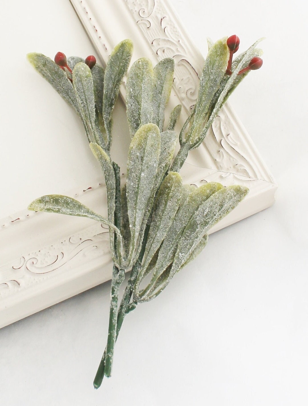 Fake Mistletoe Stems for Christmas Decor Crafts | Frosted Winter ...