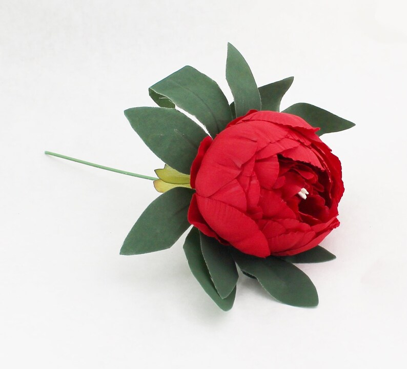 ONE Red Peony Stem | DIY Bouquet | Millinery Flowers | Wedding Peony ...