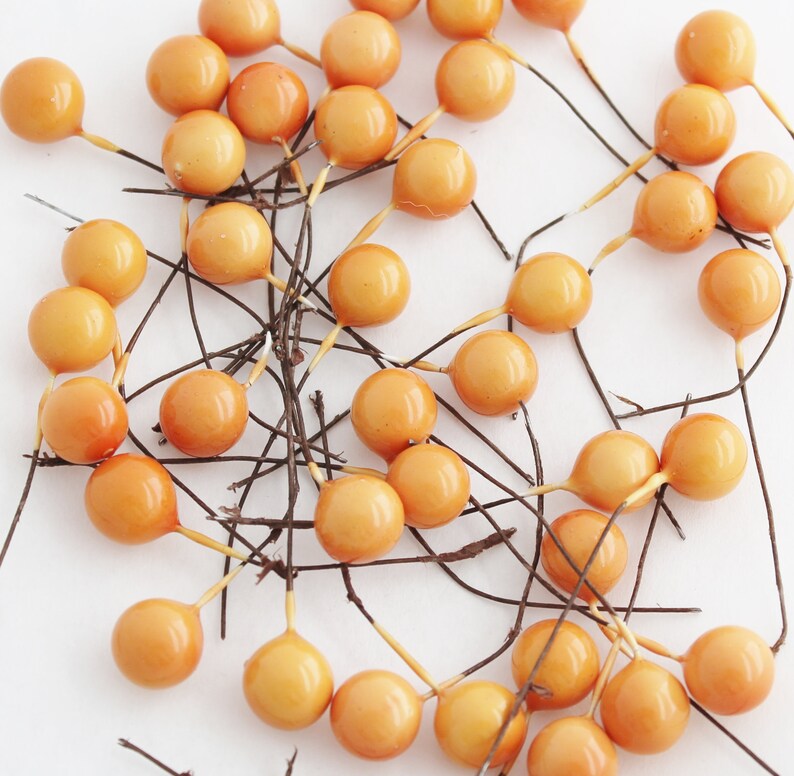 TEN Orange Berry Picks Ball Picks DIY Fall Decor | Etsy