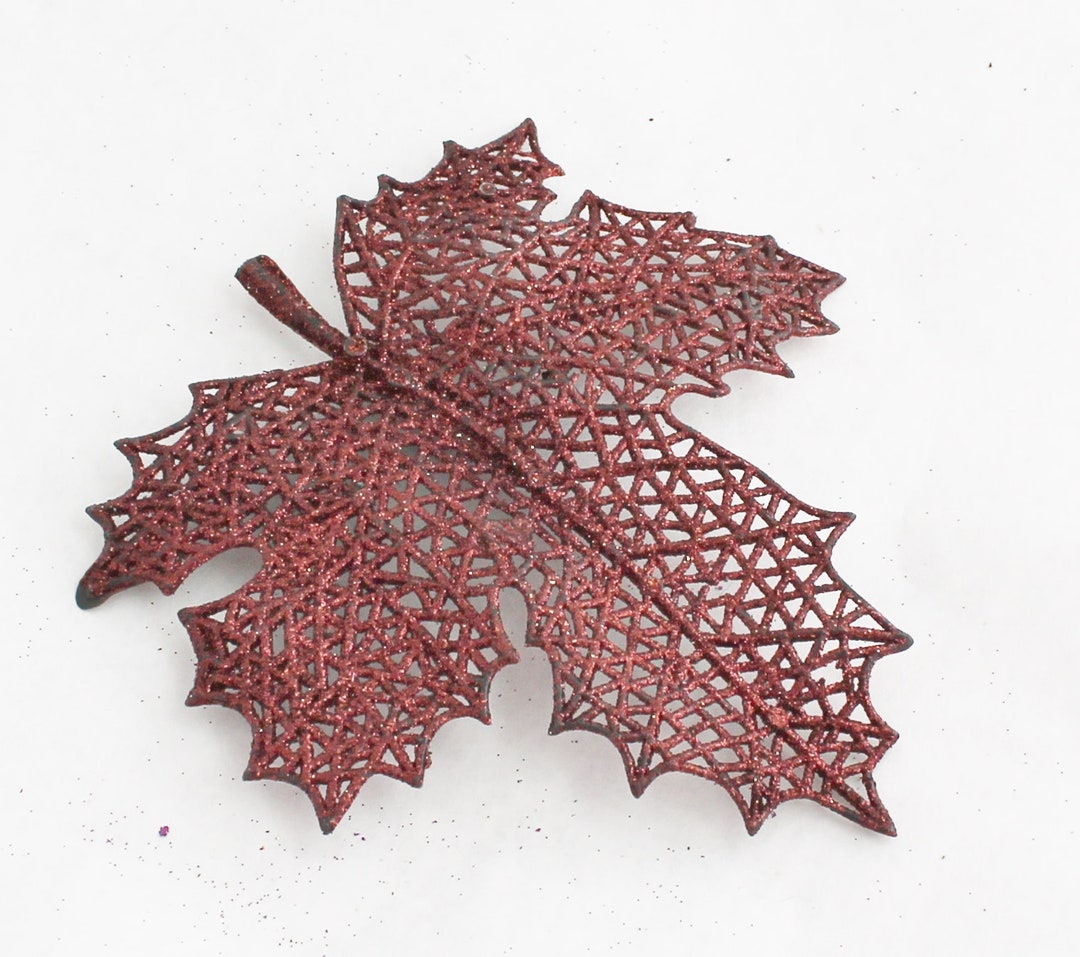 6" Glitter Brown Maple Leaf | Artificial Leaves | DIY Fall Decor ...
