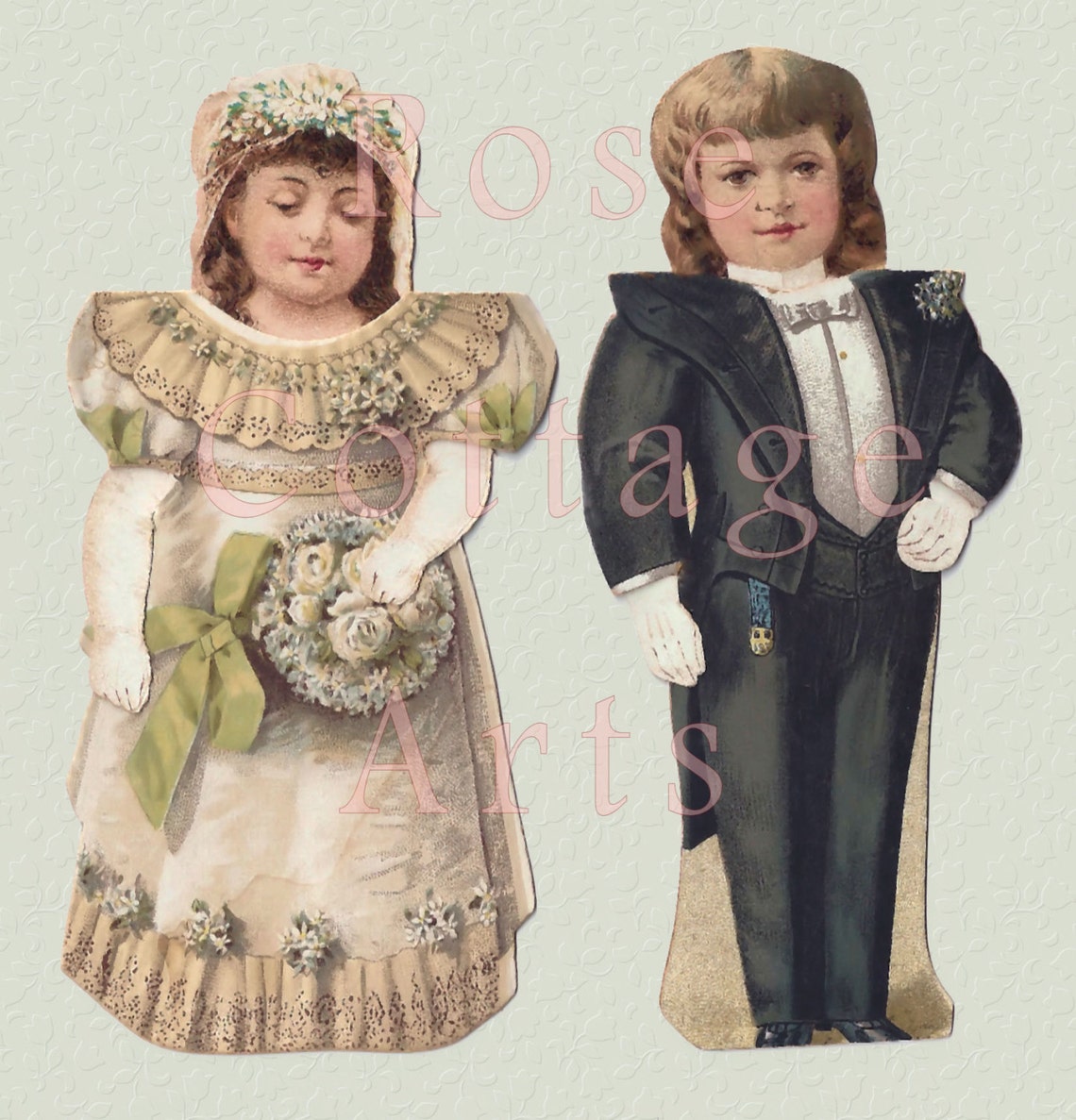 Printable Digital Download 'bride and Groom' Antique Die Cut Wedding ...