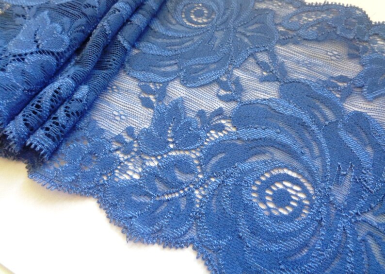 Blue Rose Extra Wide Stretch Lace Blue 6 3/4 inch | Etsy