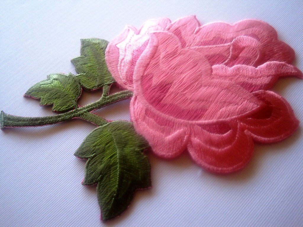 Victorian Rose Iron-on Embroidered Applique 3 1/2 X 5 1/4 - Etsy