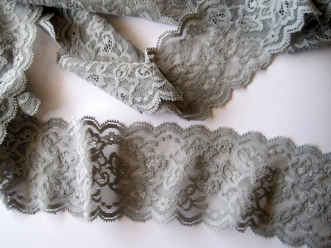 Stretch Galloon Lace Light Grey 3 Inch Wide 1 Yard for - Etsy