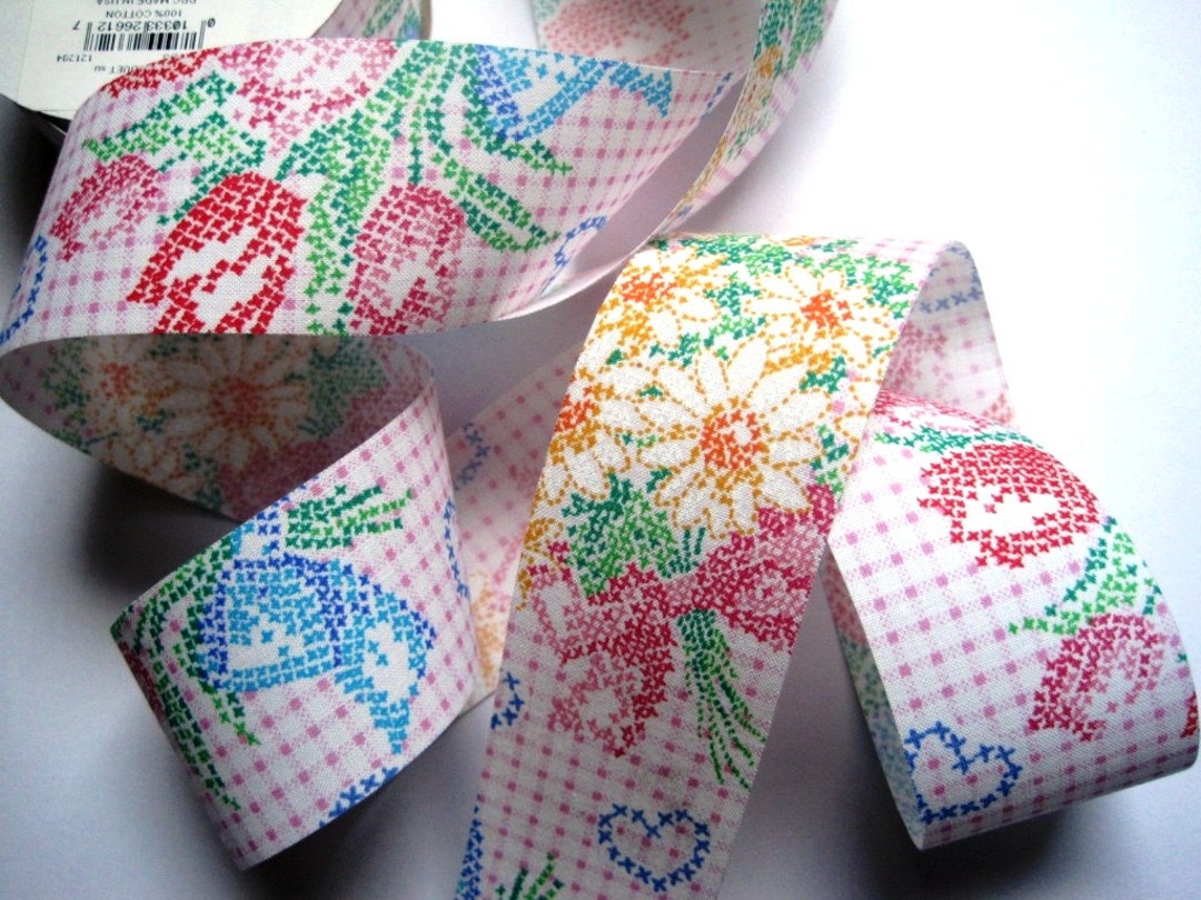 Embroidery Bouquet Cotton Ribbon Trim Multi / Pink 1 - Etsy