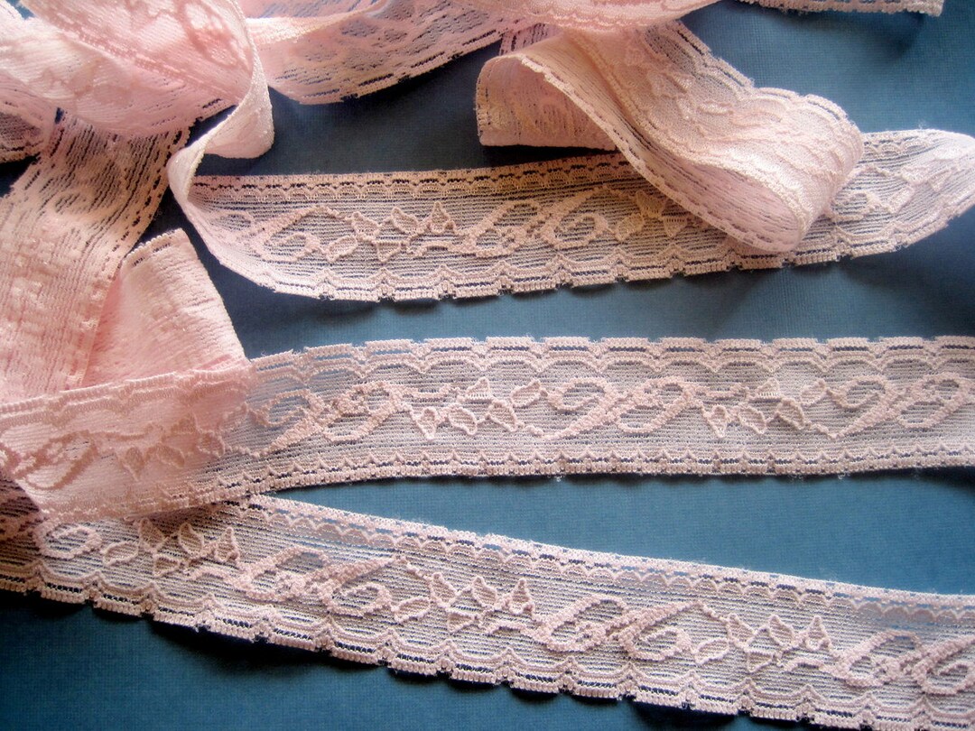 Elastic Romantic Lace Trim Pink 1 1/4 Inch Wide 1 Yard for - Etsy