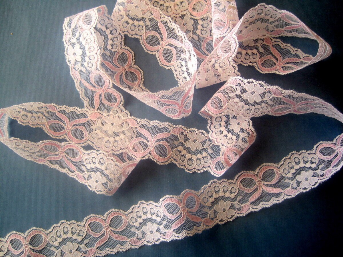 Pink Bows Romantic Lace Trim Pink / White 1 1/4 Inch - Etsy
