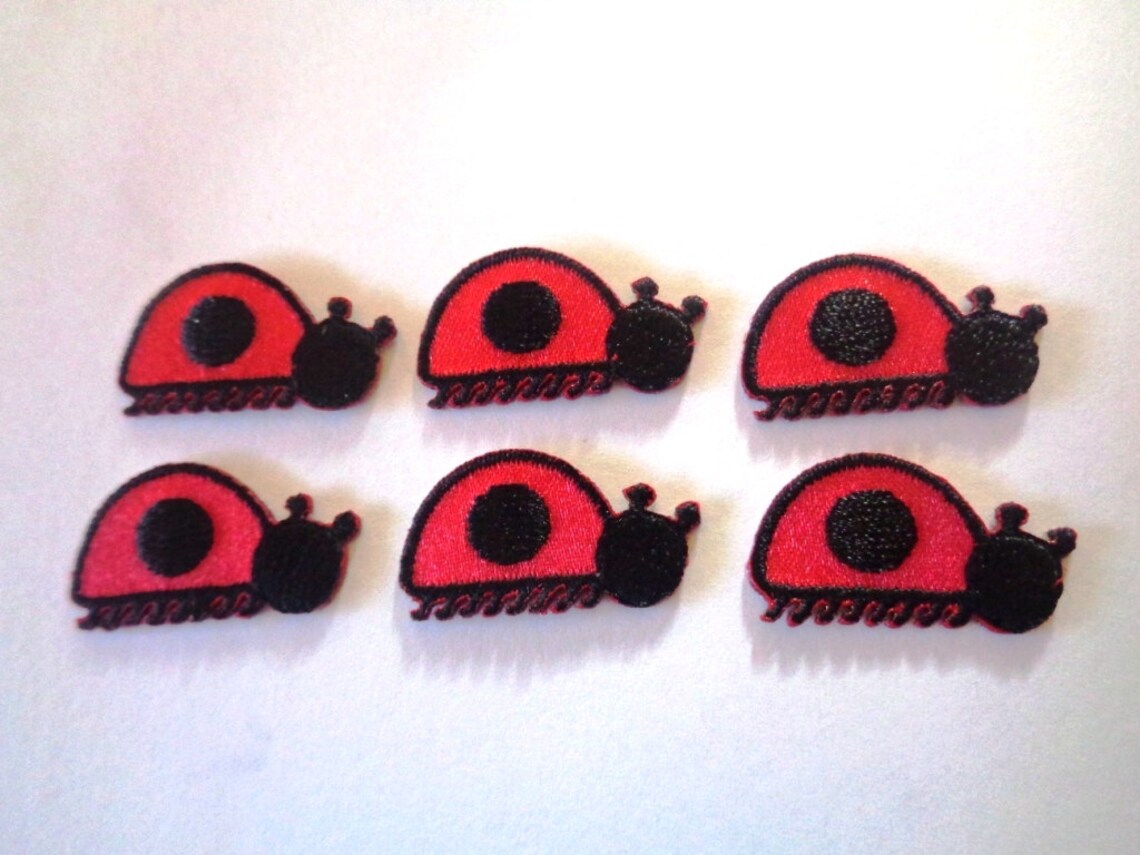 Ladybug Iron-on Embroidered Appliques Red / Black X 6 for - Etsy