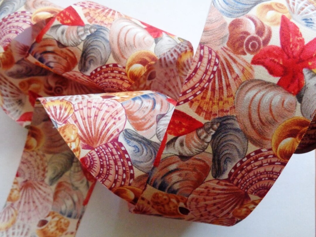Shell by the Sea Wide Cotton Ribbon Multi 2 1/2 Inch - Etsy
