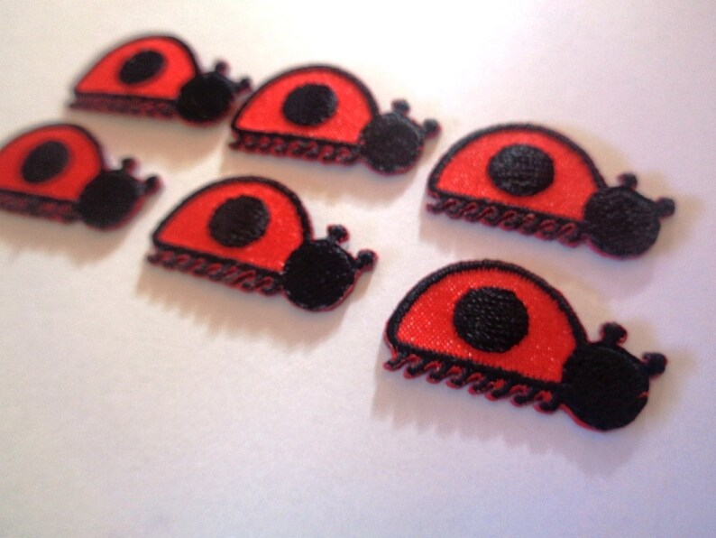 Ladybug Iron-on Embroidered Appliques Red / Black X 6 for - Etsy