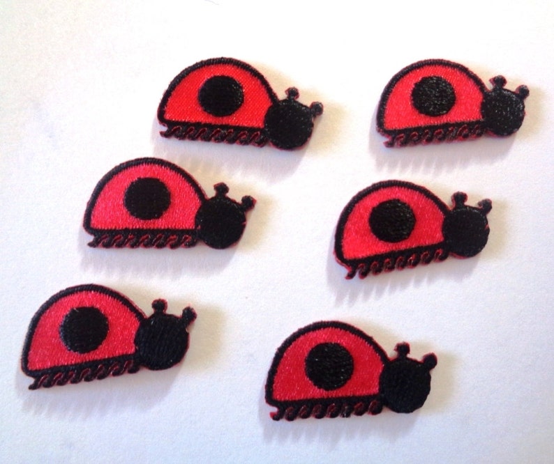 Ladybug Iron-On Embroidered Appliques Red / Black x 6 For | Etsy