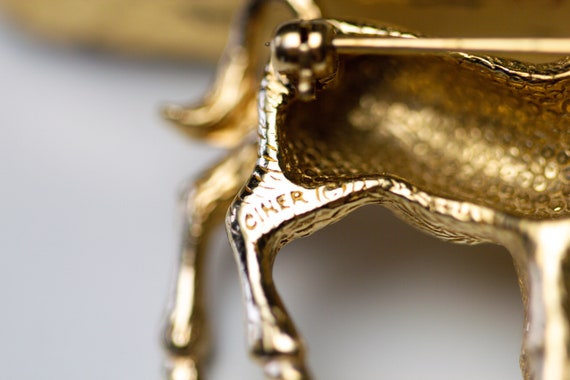 Rare Vintage CINER signed gold donkey pin with gemsto… - Gem
