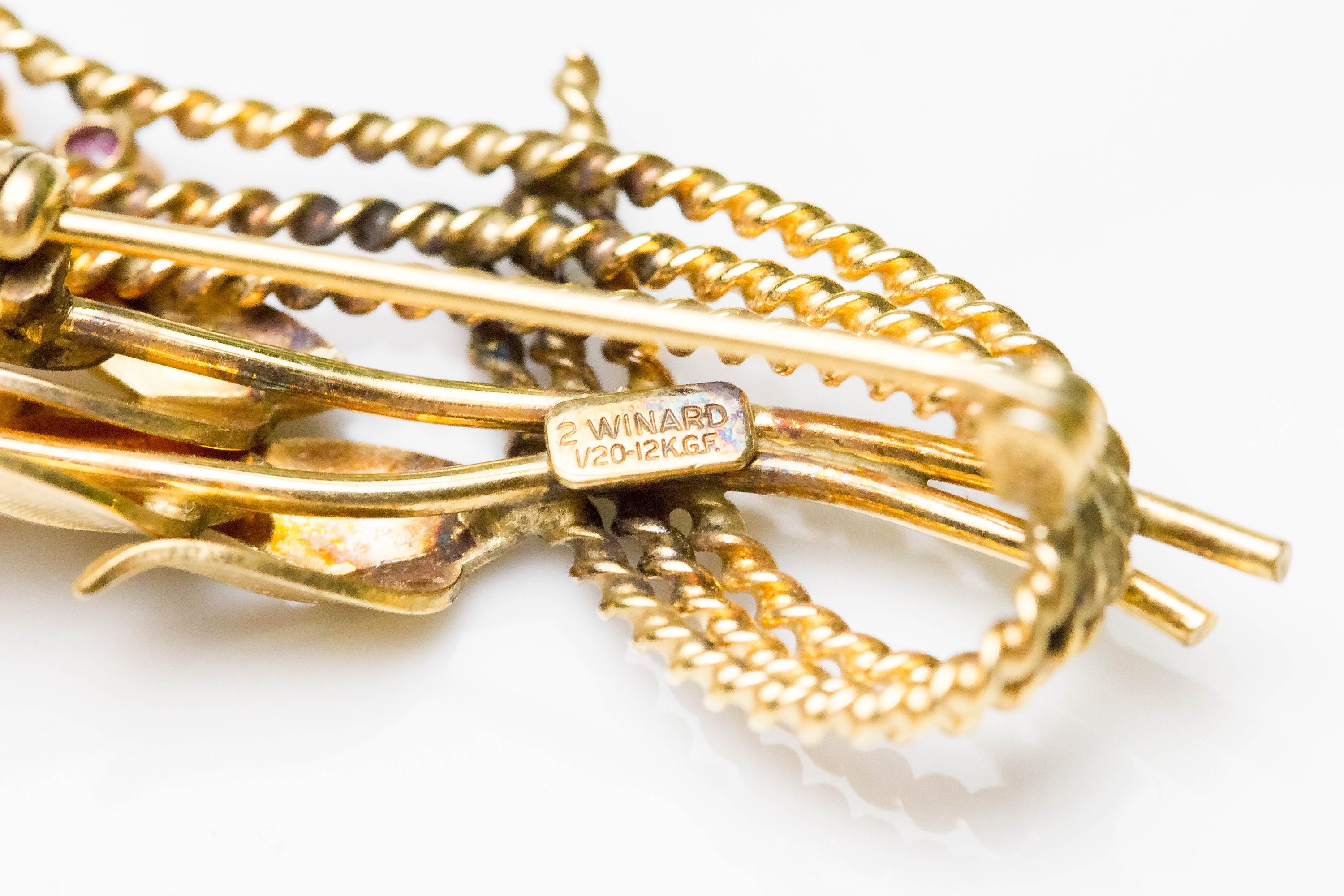 Vintage WINARD SIGNED 12k Gold Filled Floral Brooch With Pink ...