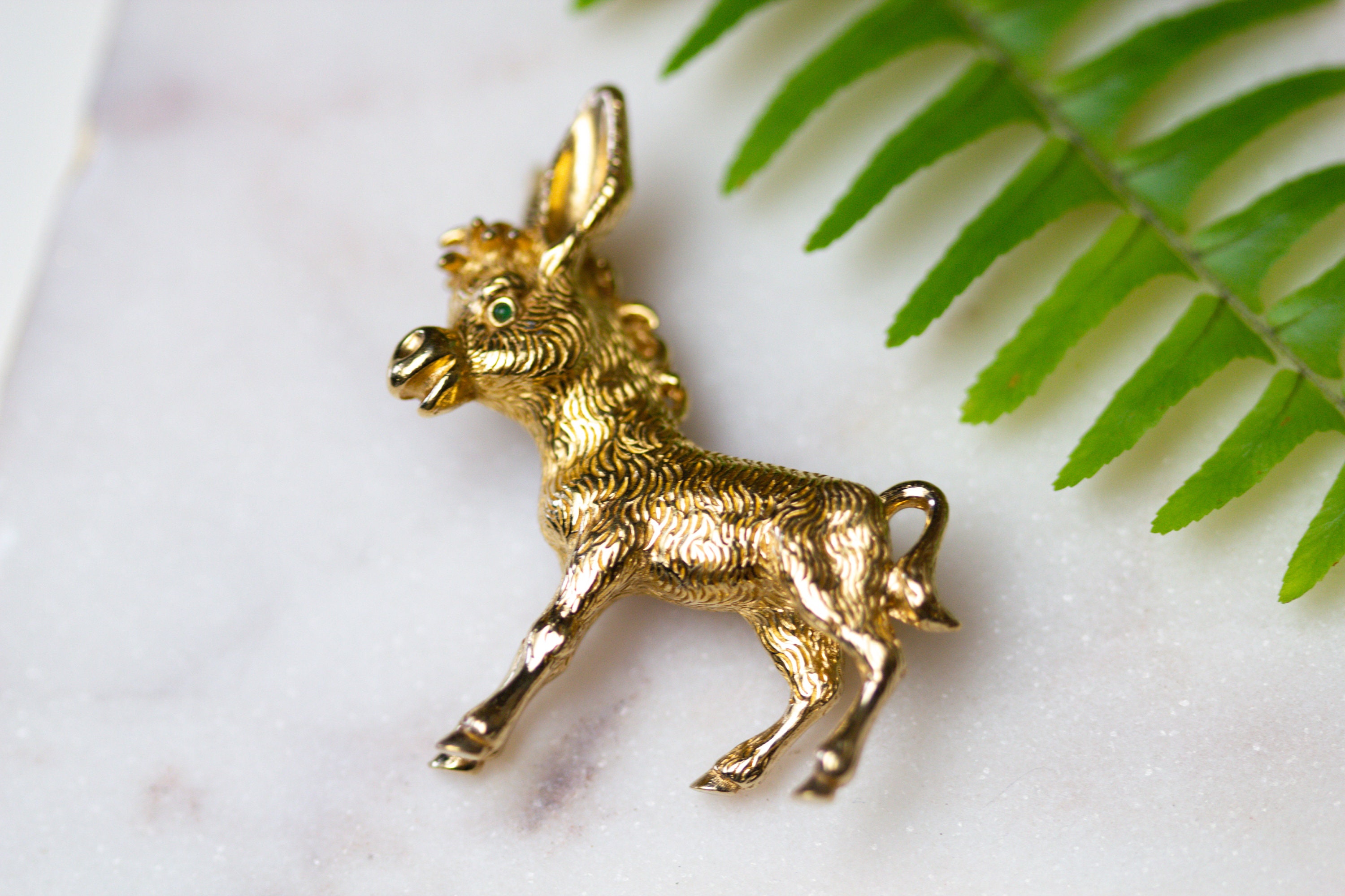 Rare Vintage CINER Signed Gold Donkey Pin With Gemstone Eyes - Etsy