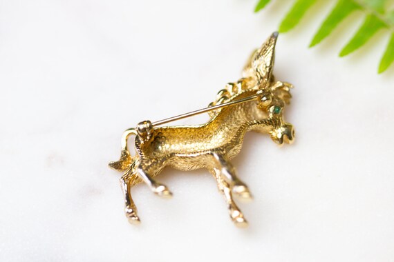 Rare Vintage CINER signed gold donkey pin with gemsto… - Gem