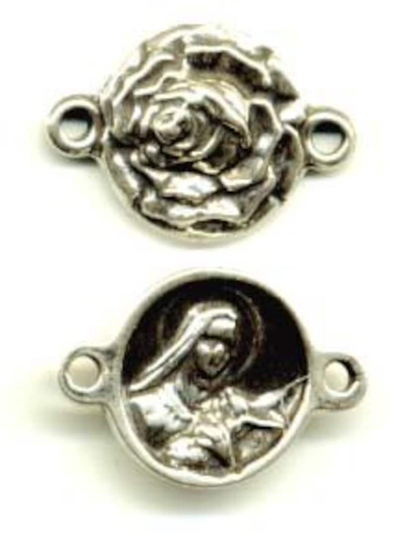 St. Therese of Lisieux Rose Connector Medal Rosary Earring Bracelet ...