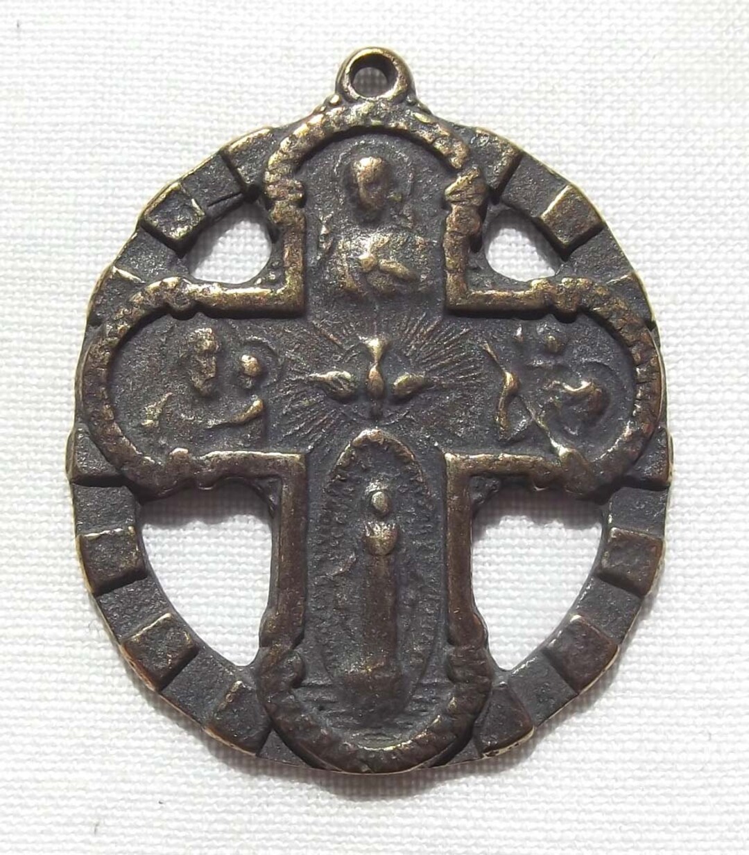 4 Four Way Scapular Medal Saint St Joseph Christopher Sacred Heart ...