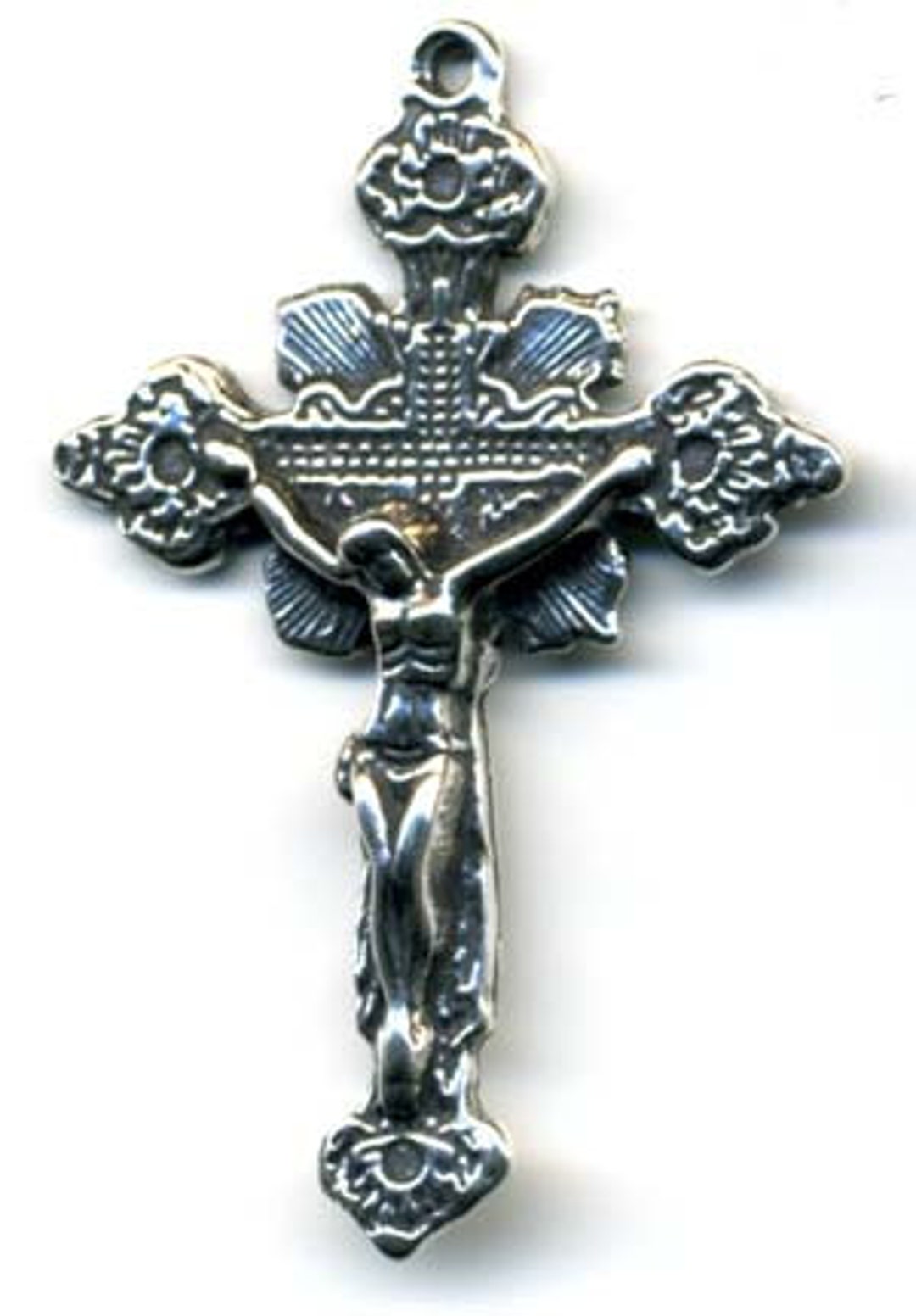 Crucifix With Flower and Leaves Catholic Rosary Supply Medal Parts - Etsy