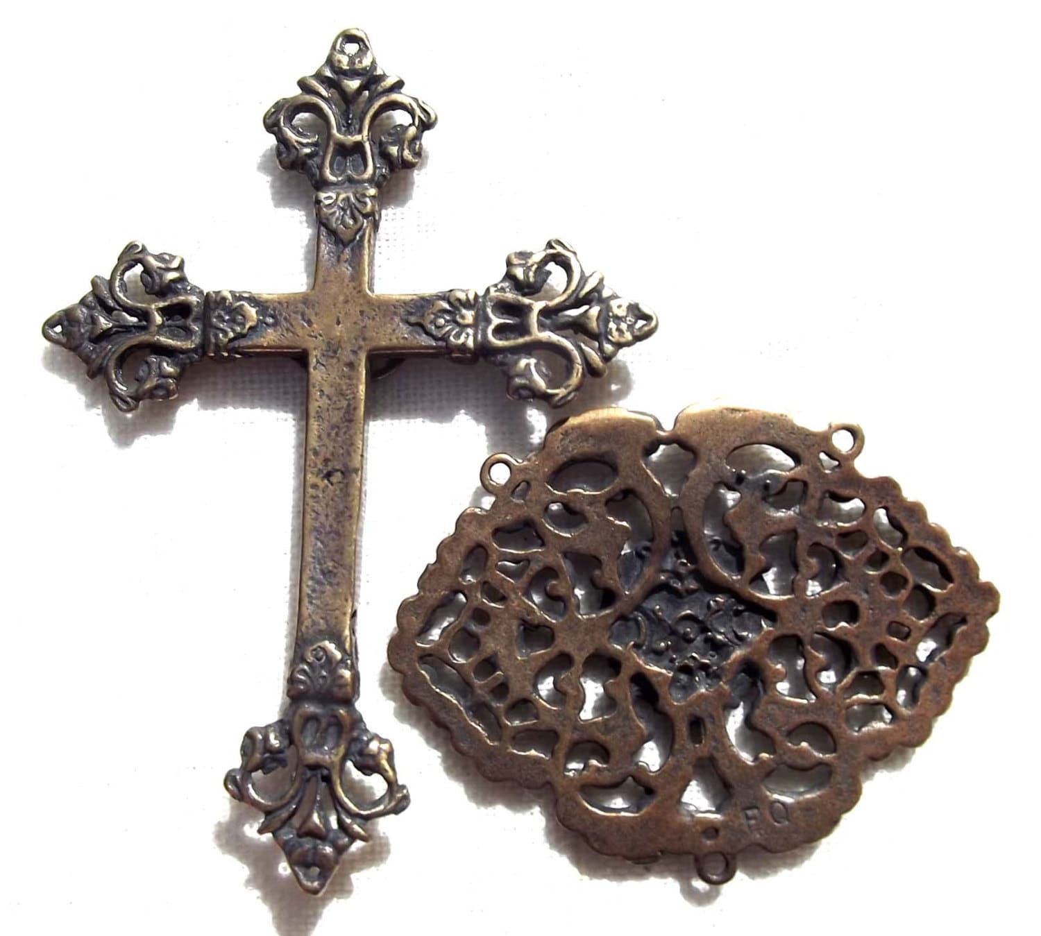 Victorian Crucifix and Filigree Blessed Virgin Mary Centerpiece Rosary ...