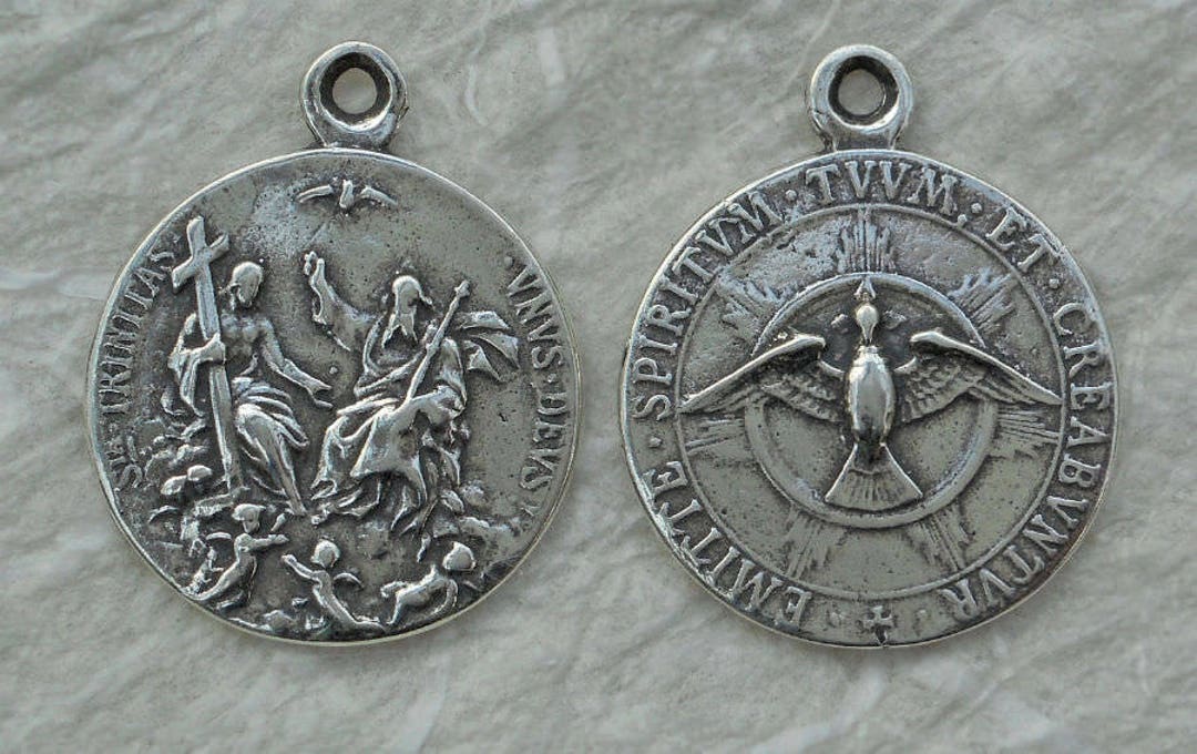 Holy Spirit and Holy Trinity Medal Holy Ghost Catholic Baptismal ...